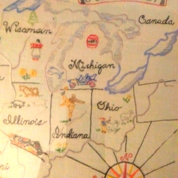 Vintage | Other | Vintage Embroidered Map Of The Midwest | Poshmark